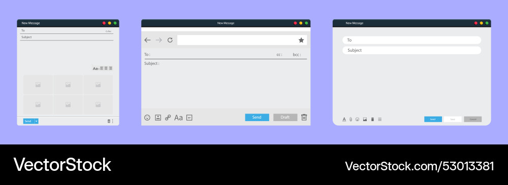 Email browser window frame collection set Vector Image