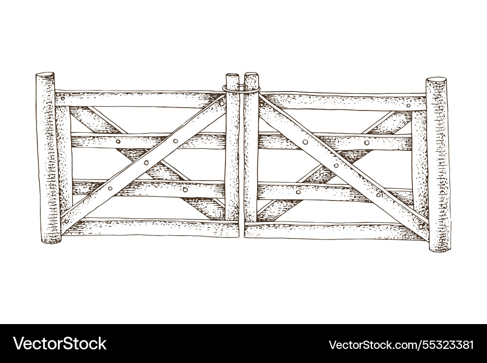 Hand drawn of farm gate Royalty Free Vector Image