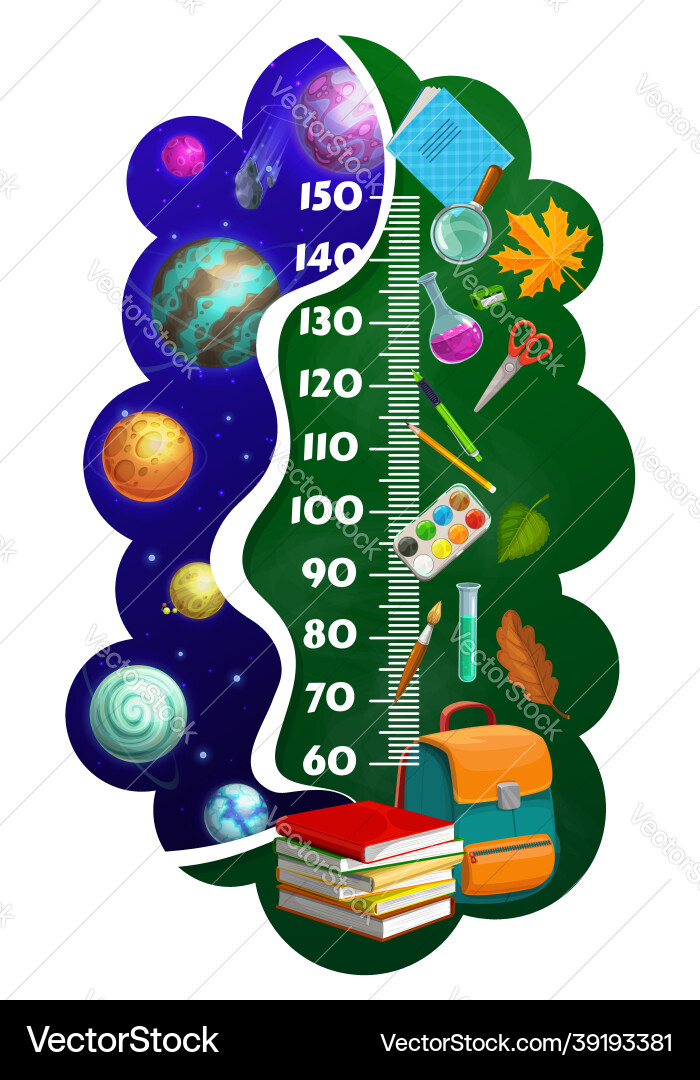 Kids Height Tracker - Space Theme Royalty Free Vector Image