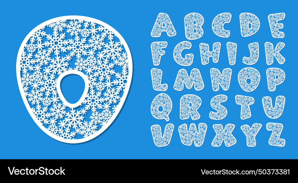 Letter o made from snowflakes Royalty Free Vector Image