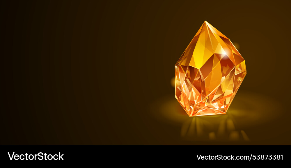 Single shiny golden crystal Royalty Free Vector Image