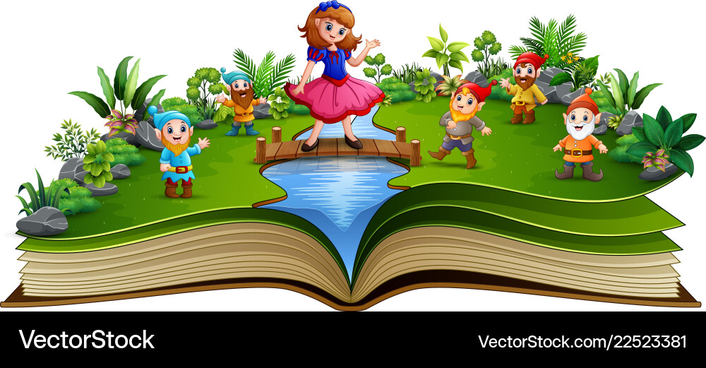 Snow White And The Seven Dwarfs Royalty Free Vector Image