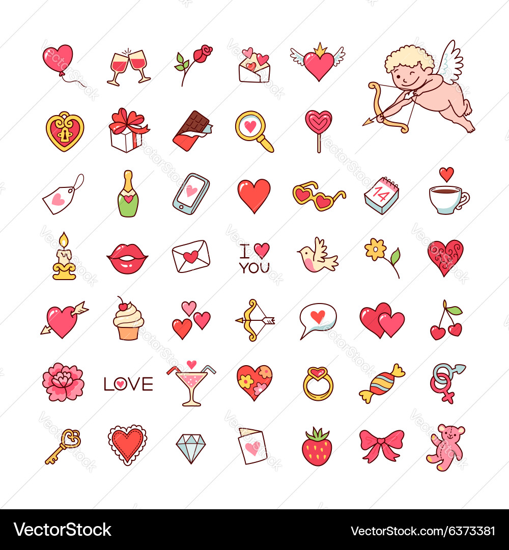 Valentine icons Royalty Free Vector Image - VectorStock