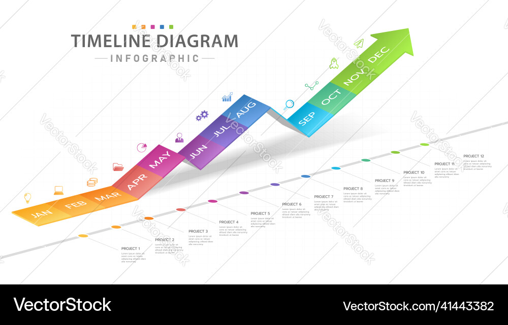 12 Month Timeline Calendar Diagram Royalty Free Vector Image