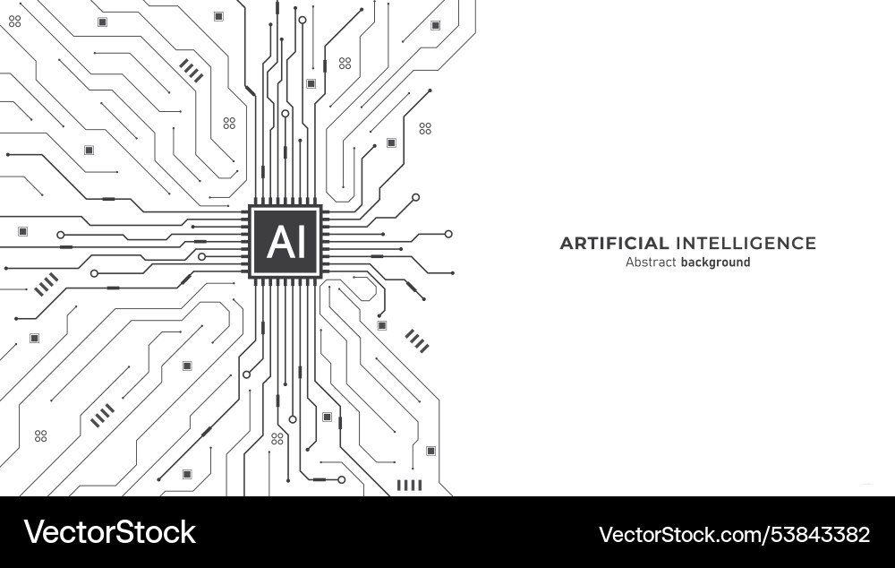 Ai chip on circuit board blue background Vector Image