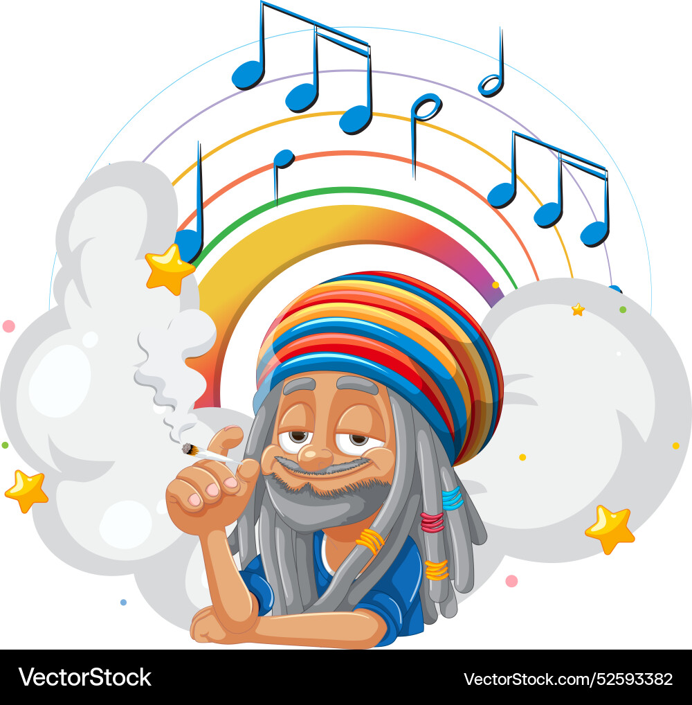 Colorful reggae character with musical notes Vector Image