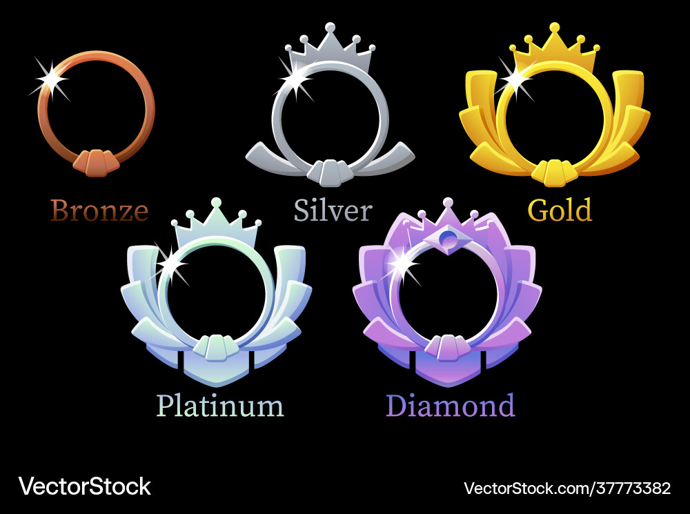 Game Rank Awards - Gold Silver Platinum Royalty Free Vector