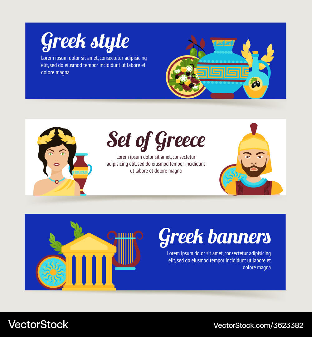 Greece banner set Royalty Free Vector Image - VectorStock