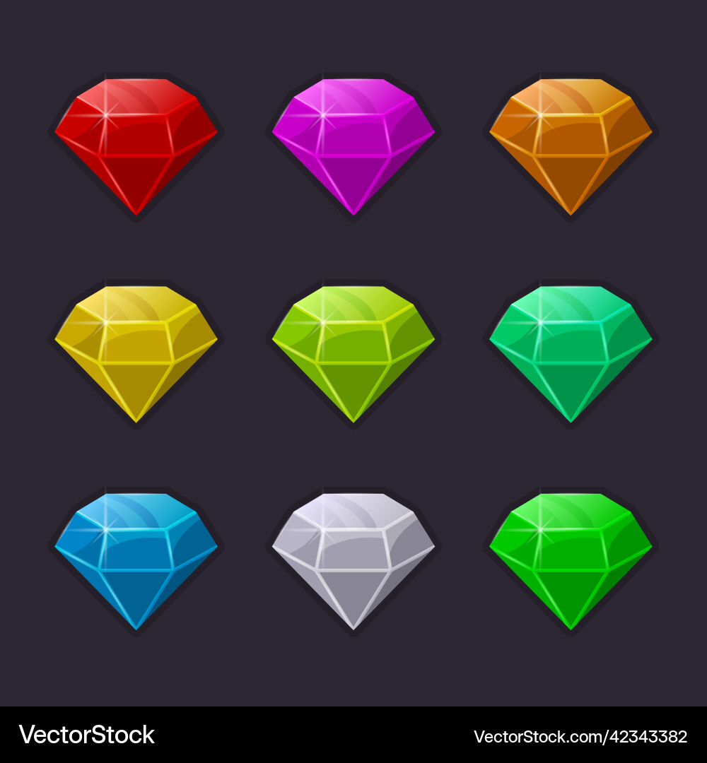 Jewelry gems stone set for game ui Royalty Free Vector Image