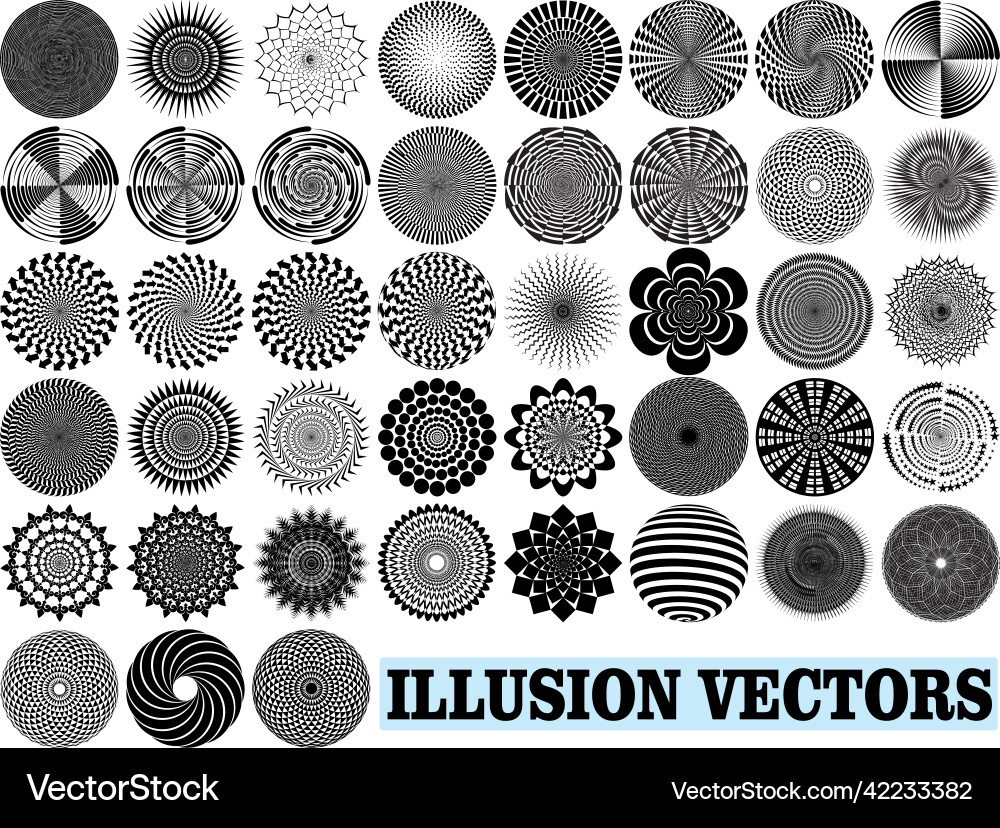 Optical illusion geometric collection Royalty Free Vector