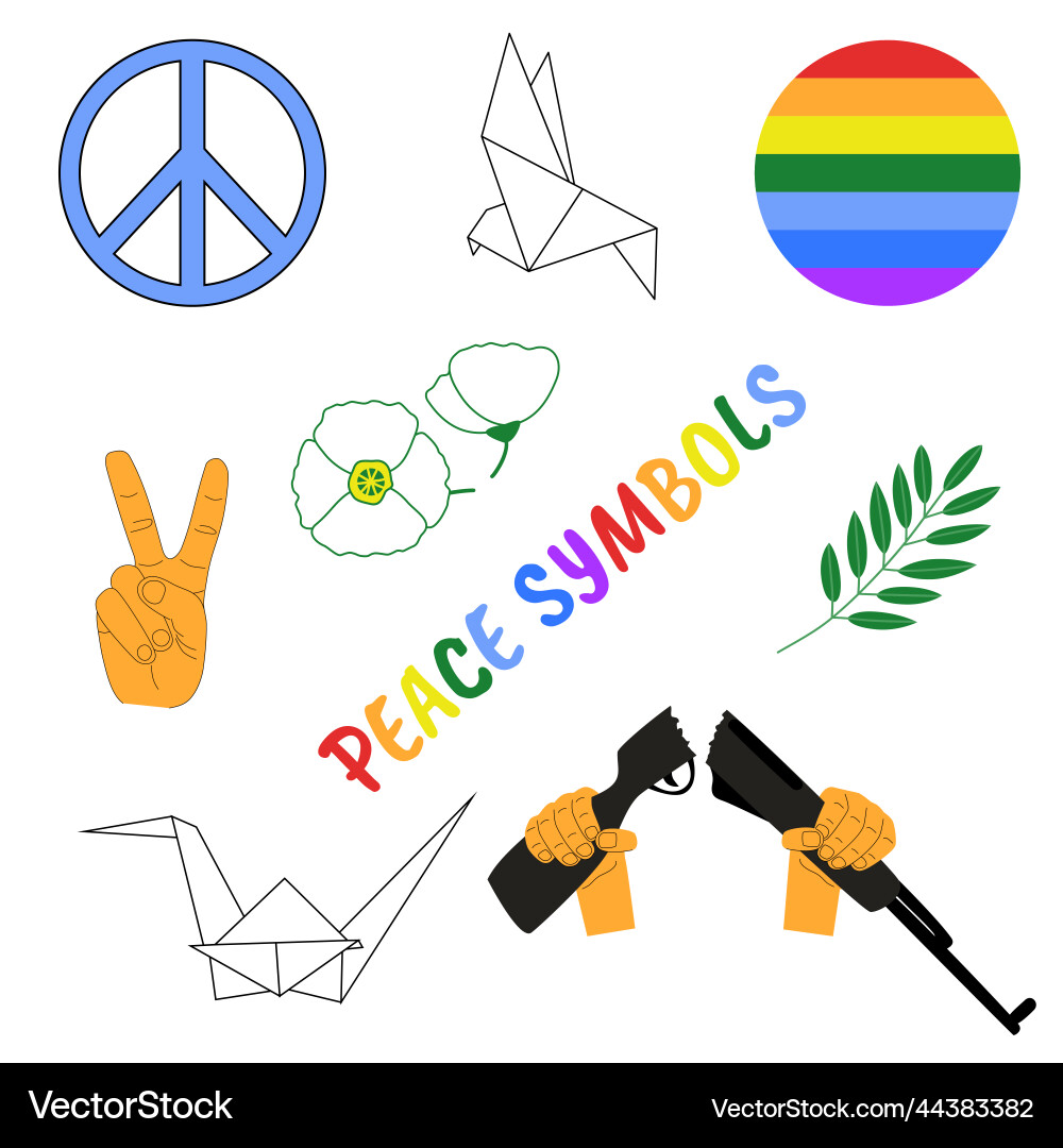 Peace Symbols & Origami Royalty Free Vector Image