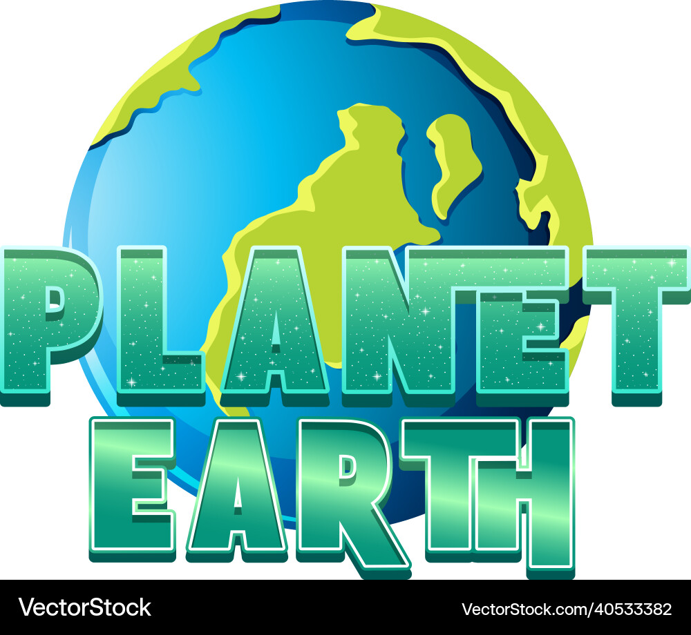 Planet earth word logo design with jupiter Vector Image