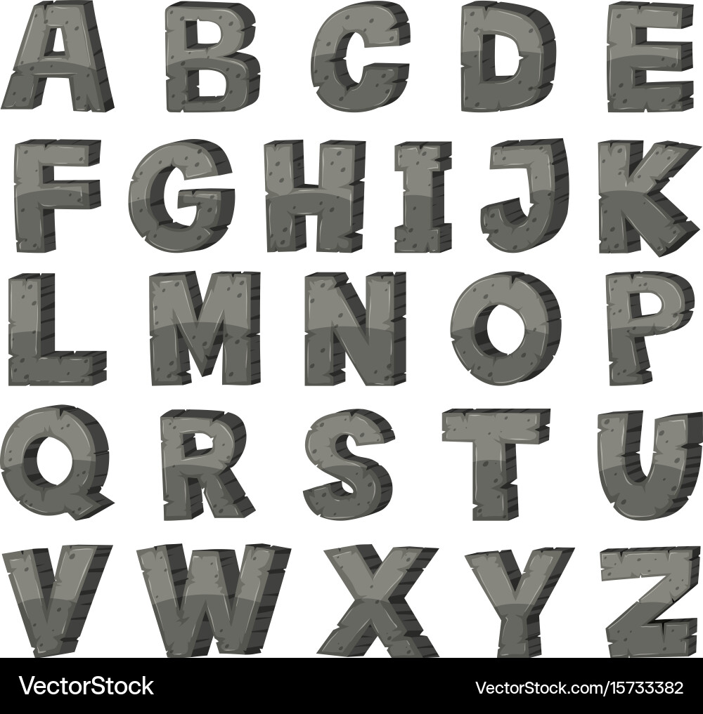 Rock alphabets on white background Royalty Free Vector Image