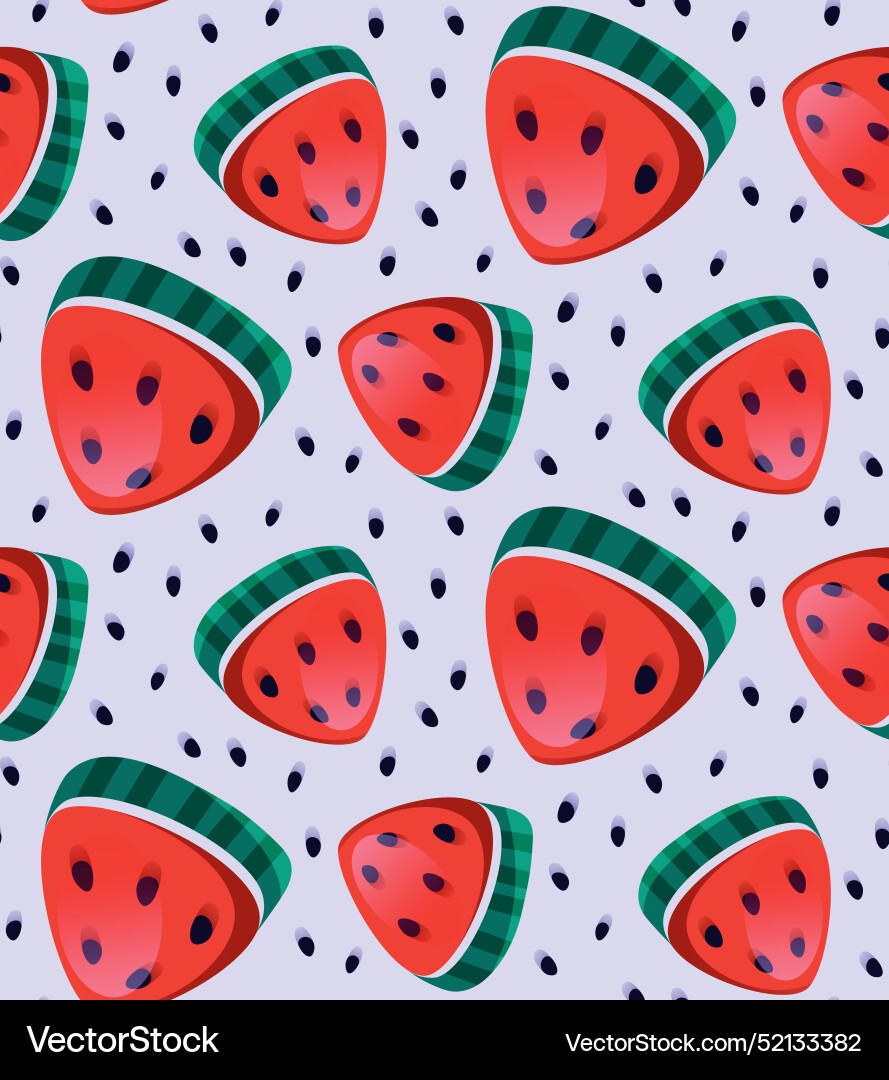 Seamless red watermelon slices pattern Royalty Free Vector