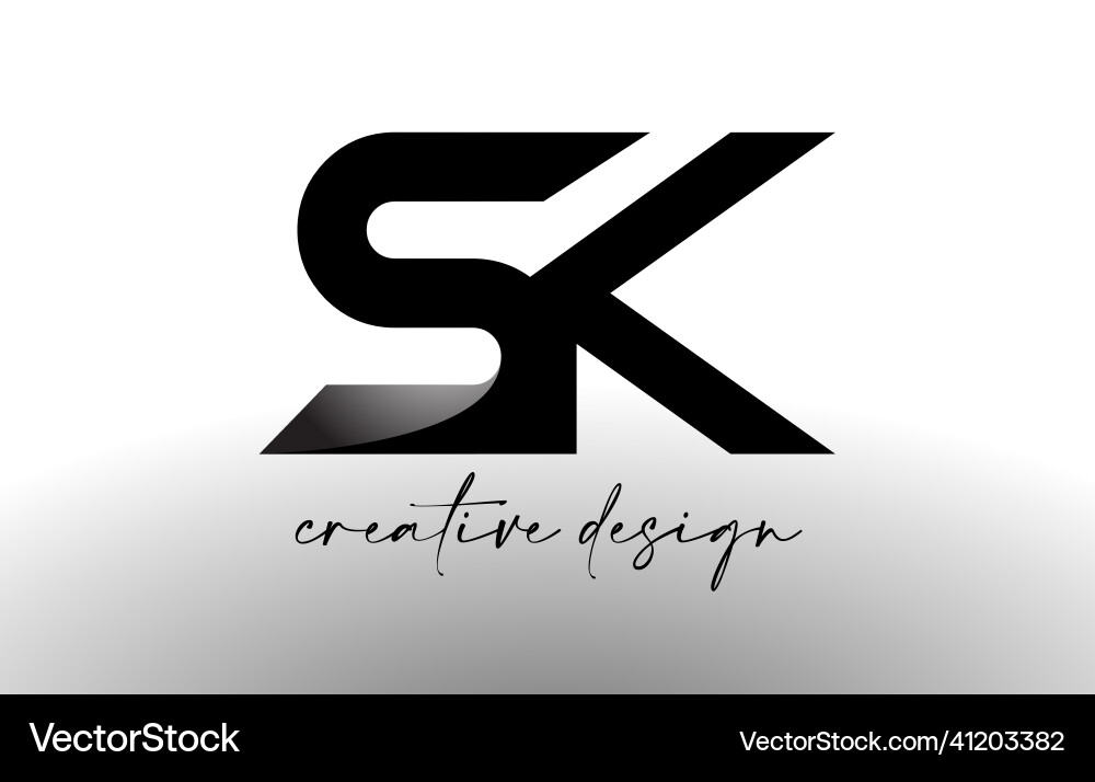 Sk letter logo design with elegant minimalist Vector Image