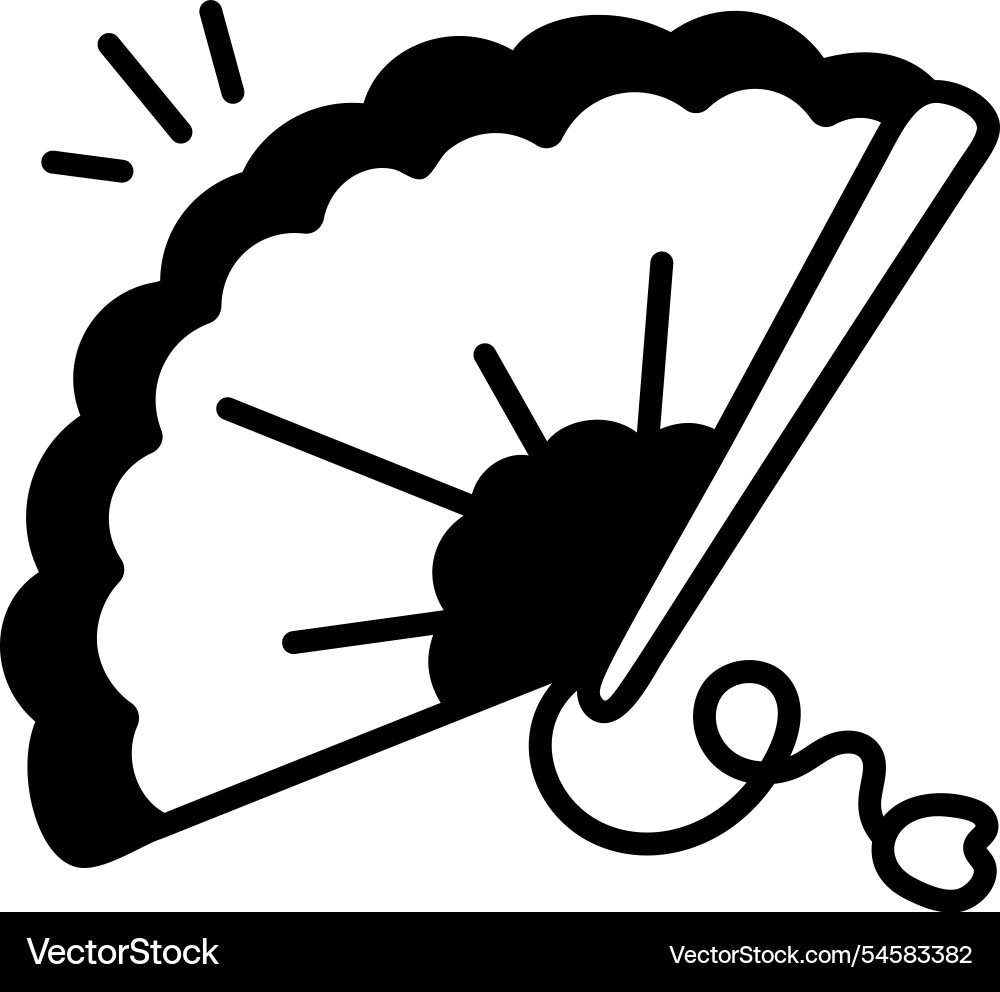 Traditional hand fan icon in doodle style Vector Image