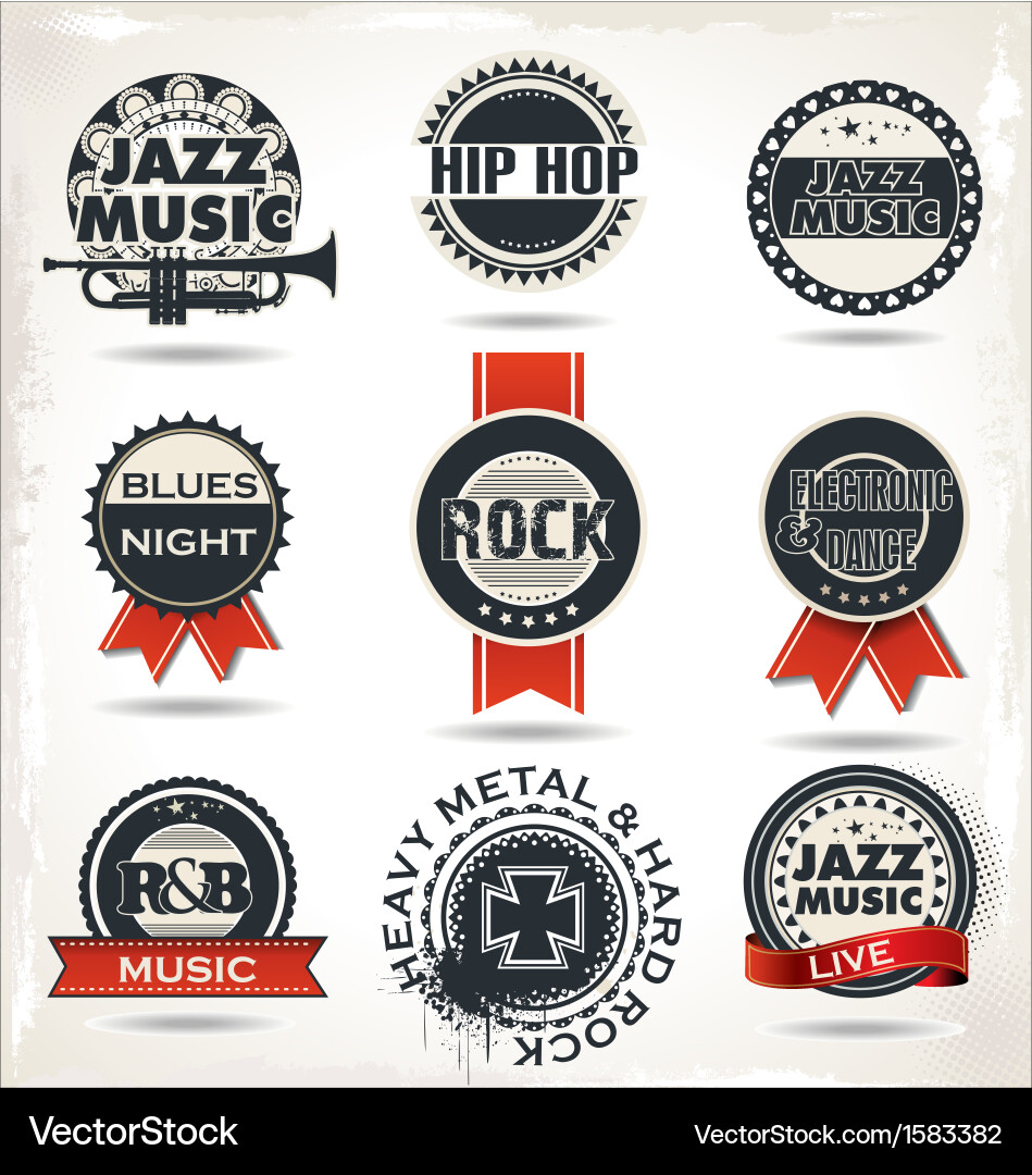 Vintage Music Labels Collection – Royalty-Free Vector | VectorStock