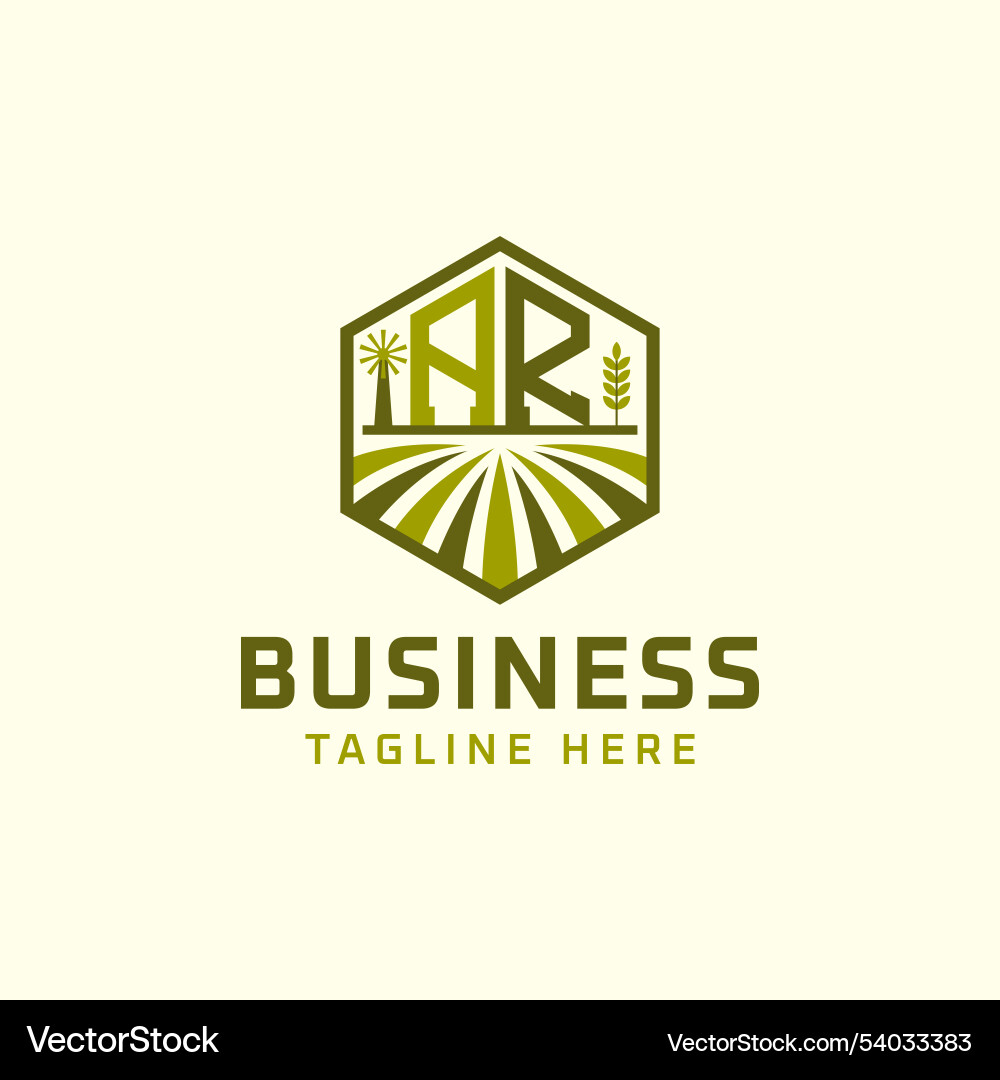 Ar farm logo design modern agro Lizenzfreies Vektorbild