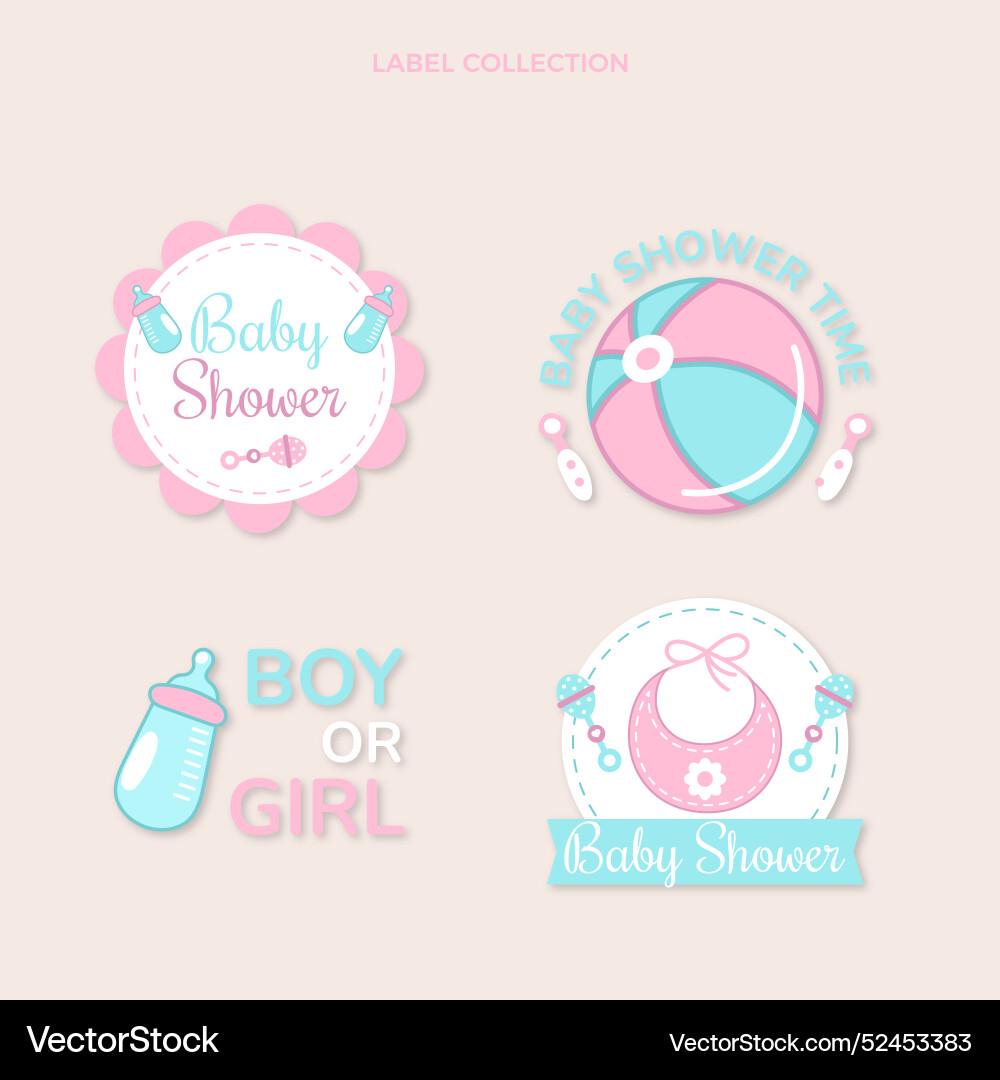 Baby shower label collection Royalty Free Vector Image