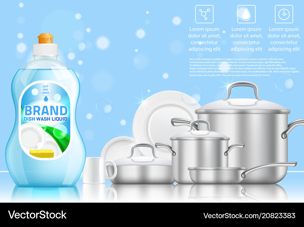 Dishwashing advertising realistic template Vector Image