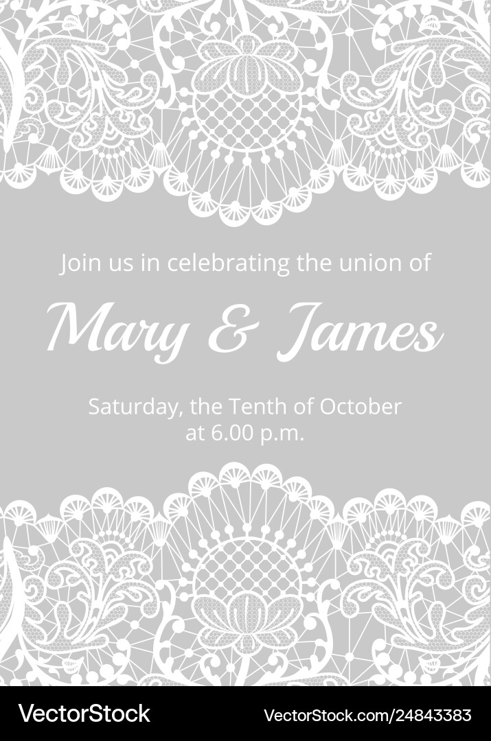 Elegant Lace Wedding Invitation Royalty Free Vector Image