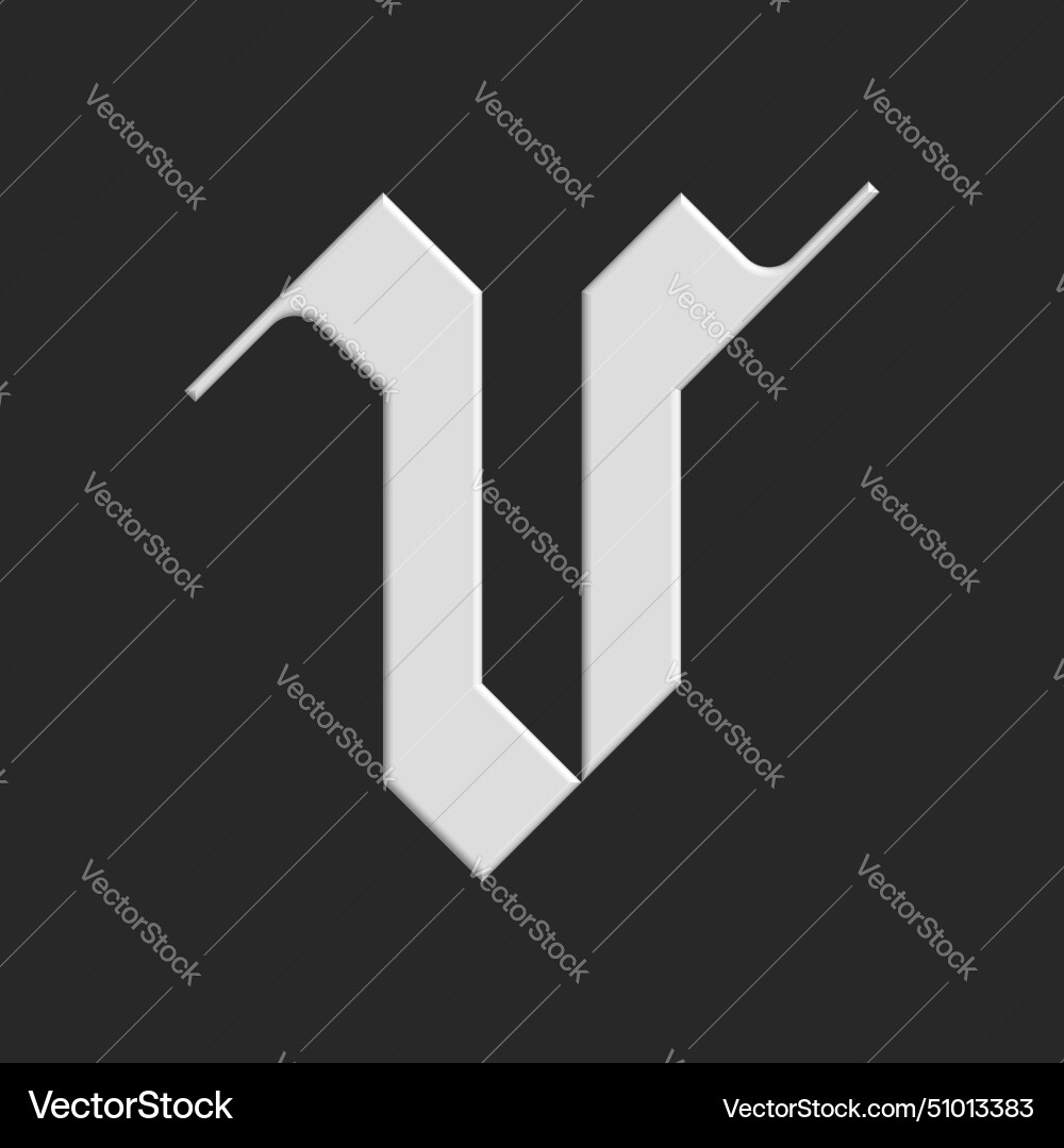 Gothic style letter v serif logo creative initial Vector Image