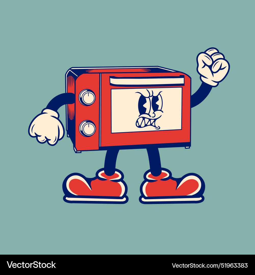 Retro character design of microwave Royalty Free Vector