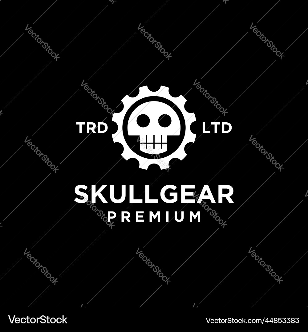 Skull gear vintage logo icon premium Royalty Free Vector