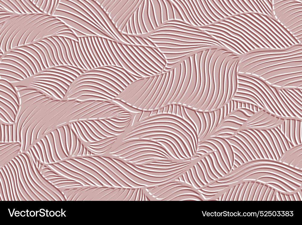 Textured emboss 3d lines leaves tropical hand Vector Image