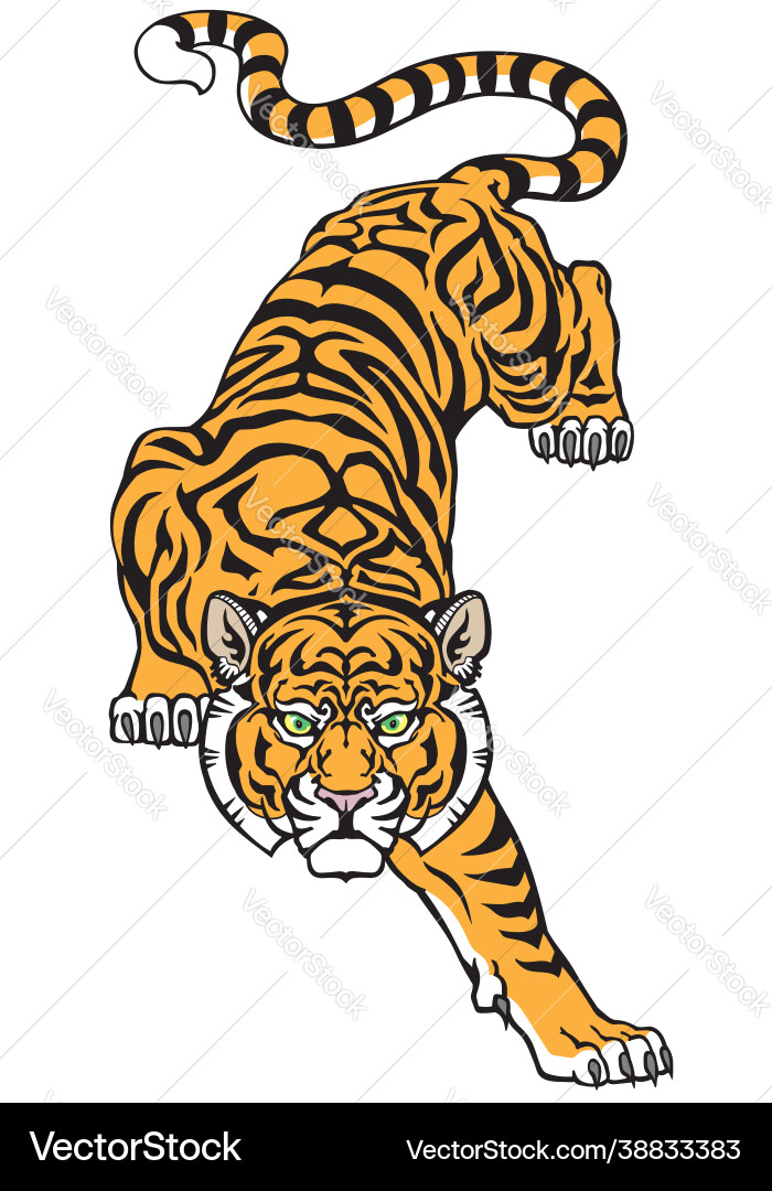 Tiger climbing down Royalty Free Vector Image - VectorStock