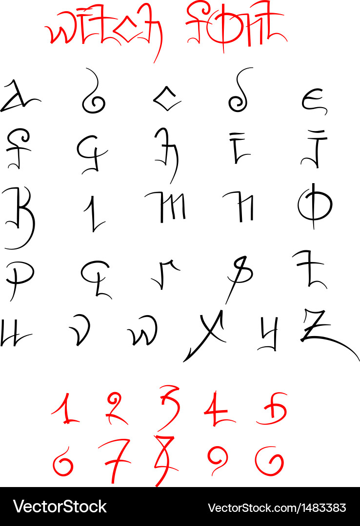 Witch font and numbers Royalty Free Vector Image