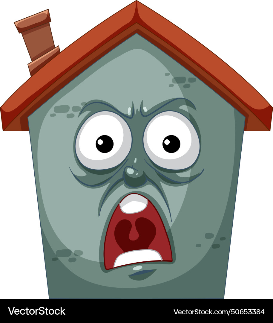 An animated haunted house with a frightened Vector Image