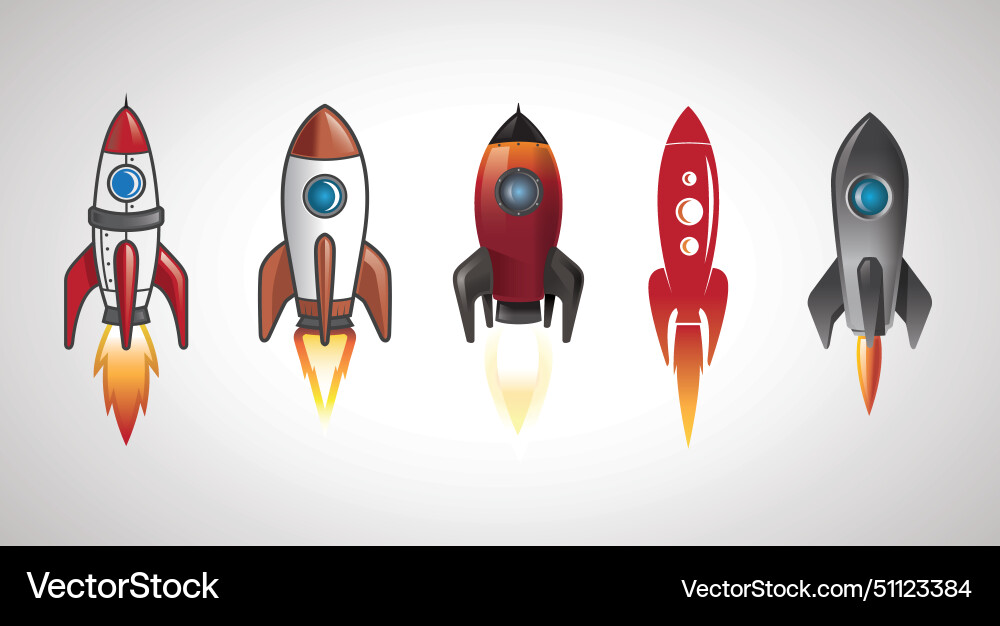 Creative rocket spaceship logo collection Vector Image