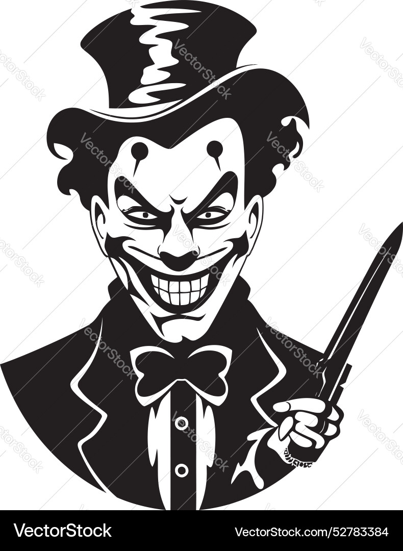 Nightmarish jester sinister clown emblem phantom Vector Image