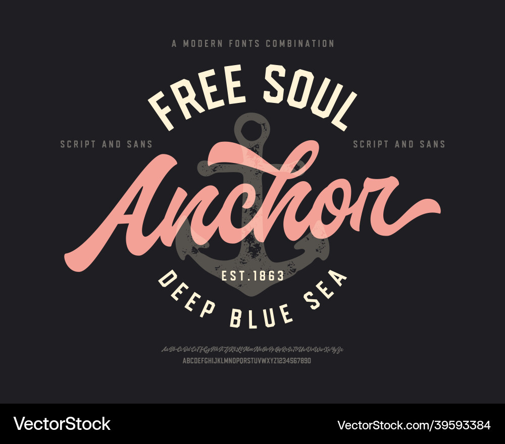 Original script and sans serif fonts Royalty Free Vector