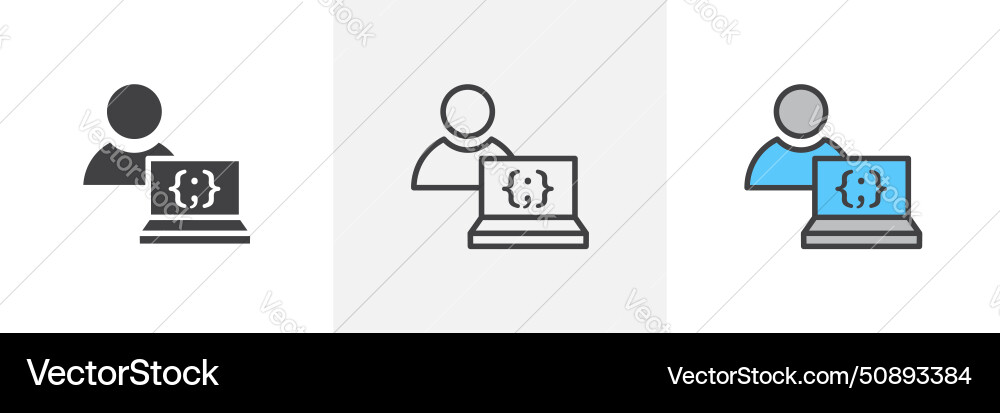 Programmer Icon Set Software Web Application Vector Image