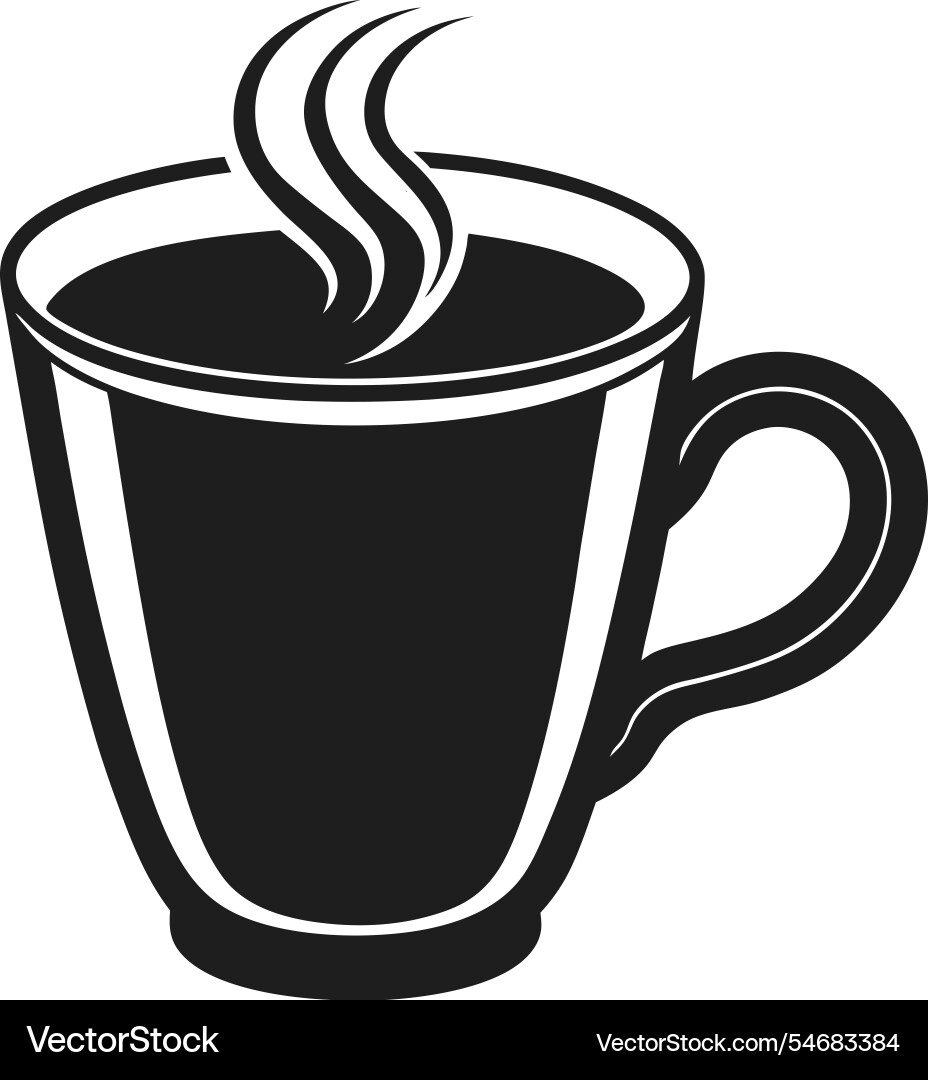 Steaming coffee mug silhouette Royalty Free Vector Image