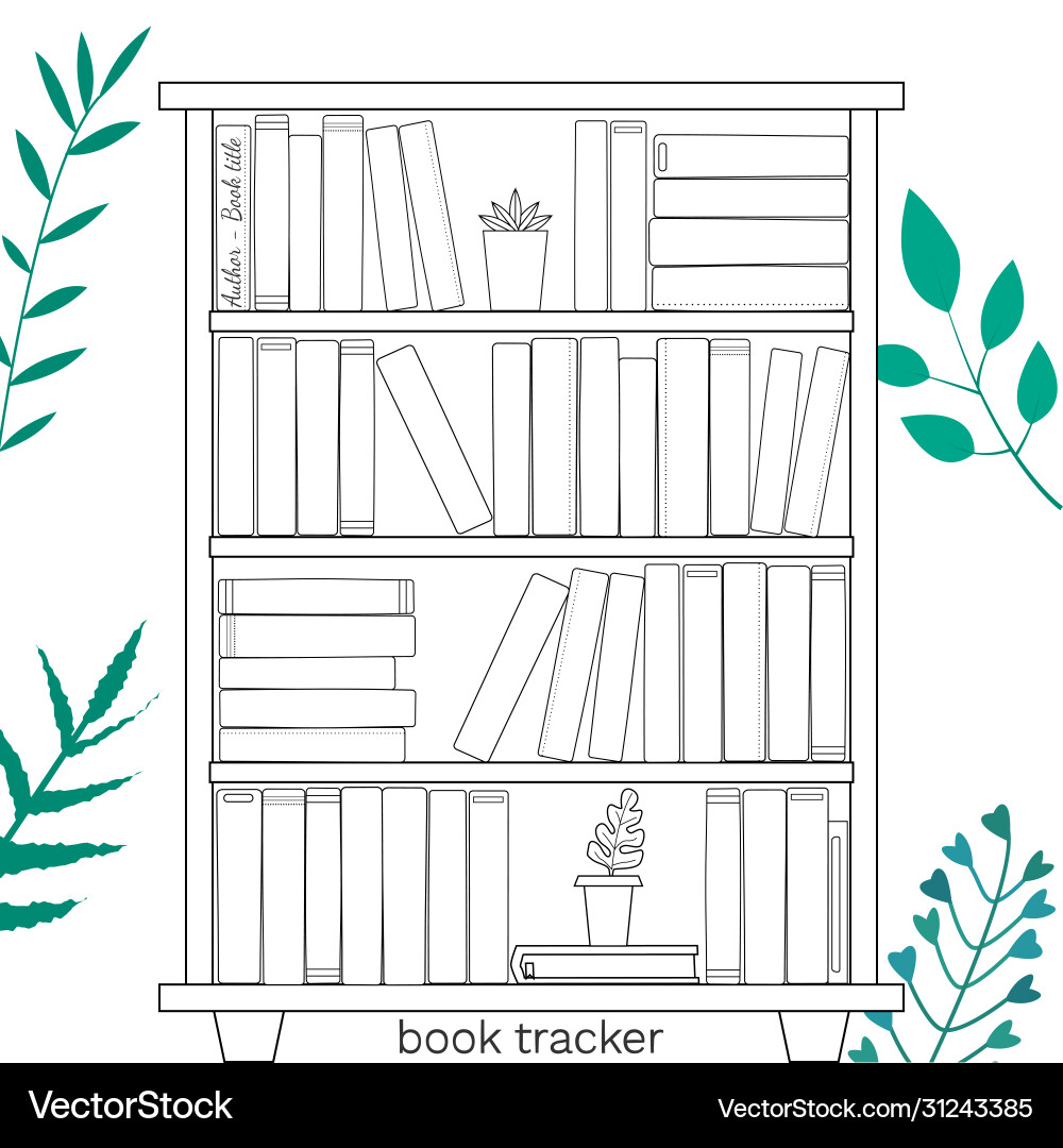 Bookcase reading tracker for printable Royalty Free Vector