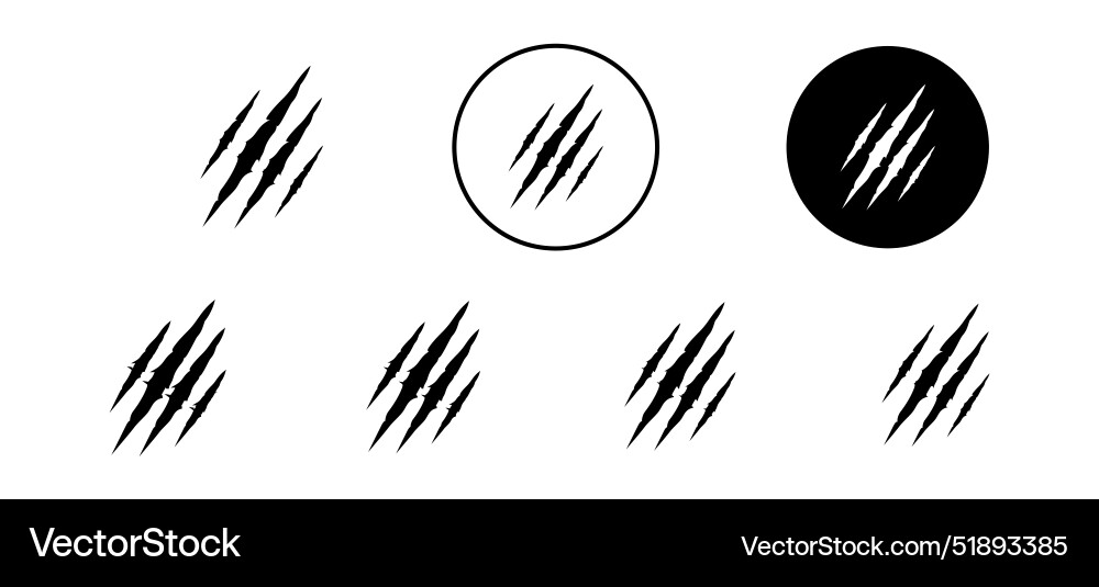 Claws scratches icon set collection Royalty Free Vector