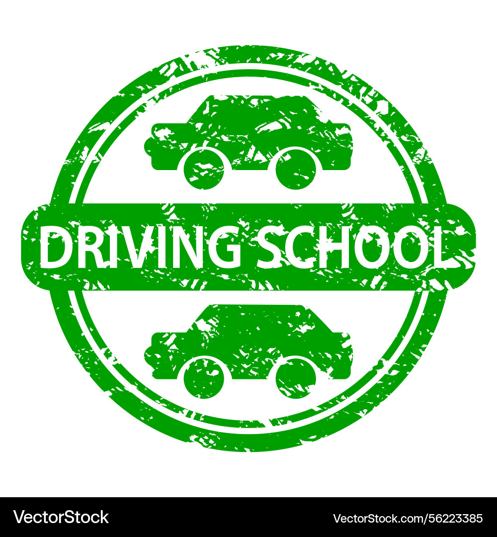 Driving school rubber stamp professional traffic Vector Image