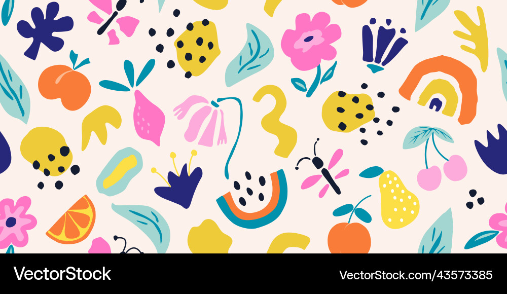 Floral Fruit Seamless Pattern Royalty Free Vector Image