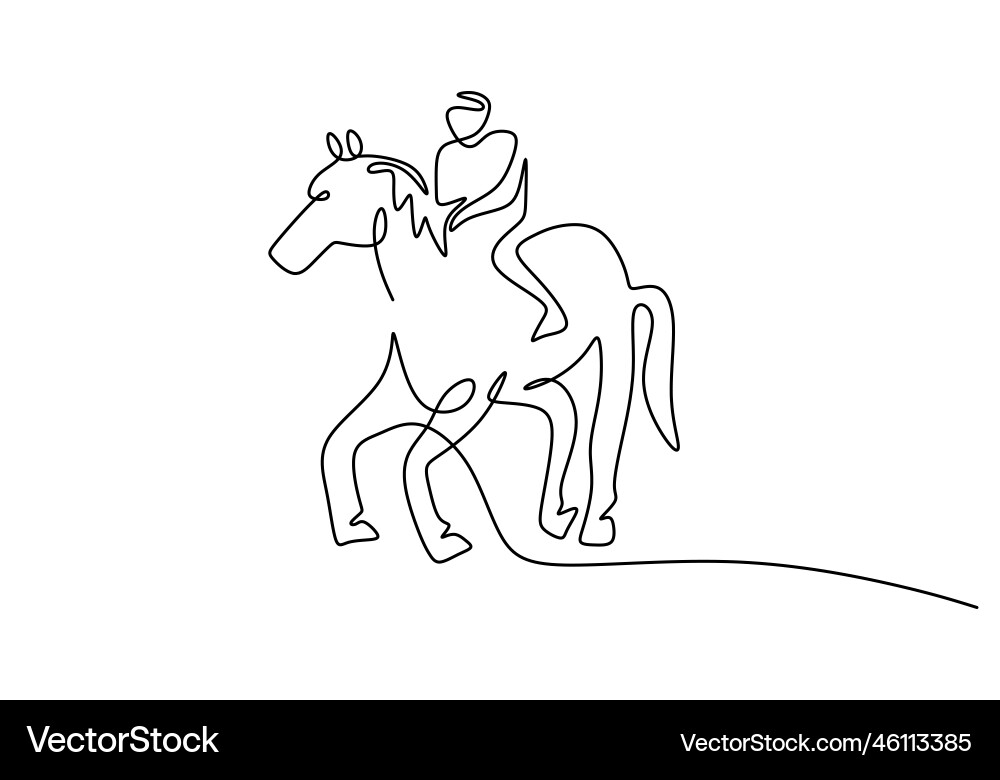 One continuous single line of man riding big Vector Image