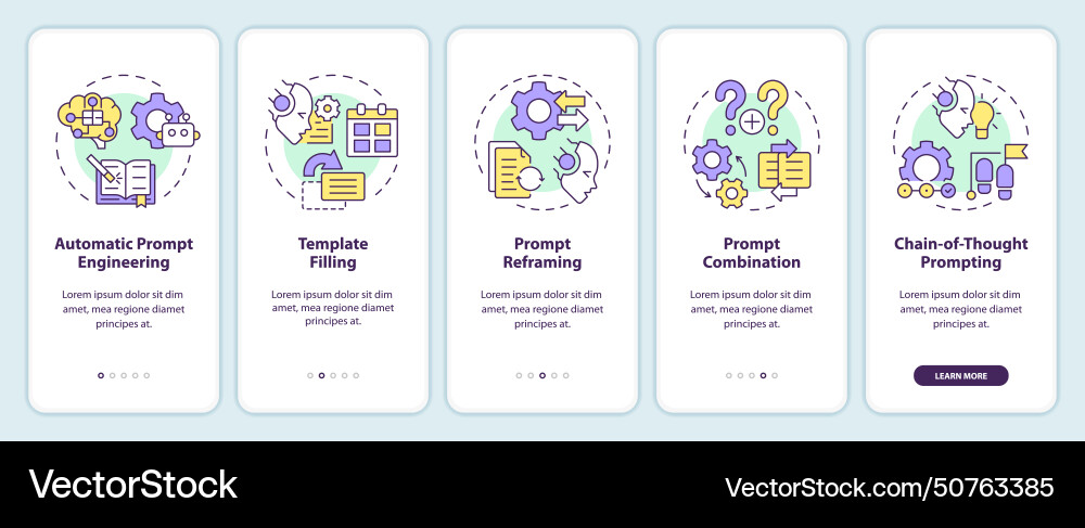 Prompt engineering techniques onboarding mobile Vector Image