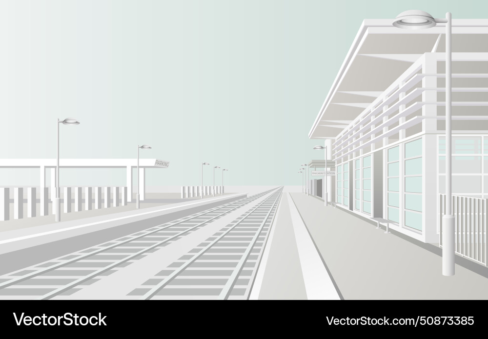 Railway station with parking Royalty Free Vector Image