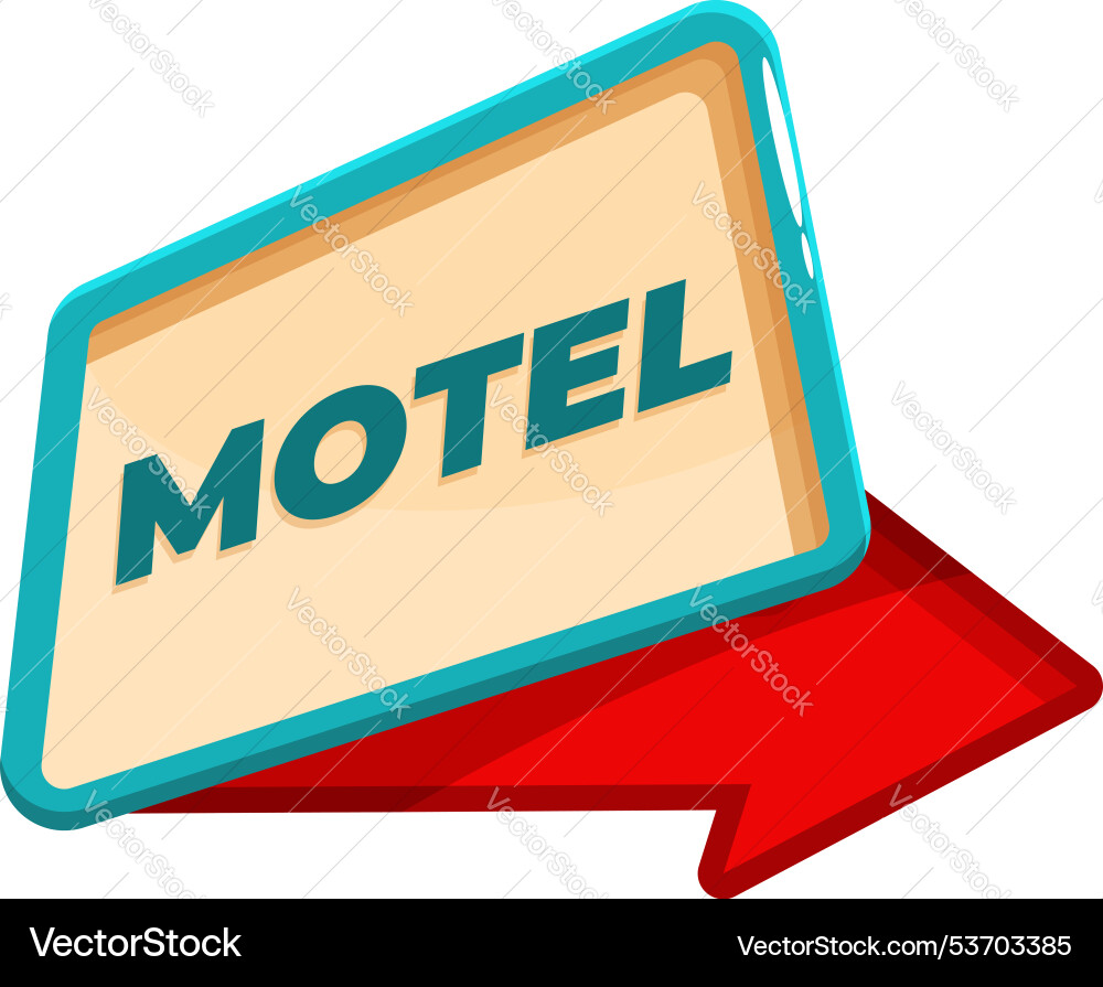 Red arrow pointing at motel sign Royalty Free Vector Image