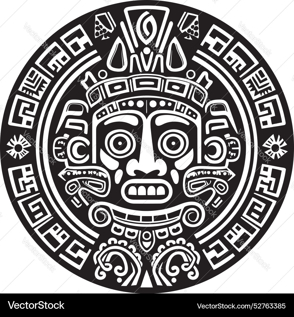 Restoring ancient aztec art vintage drawing icon Vector Image