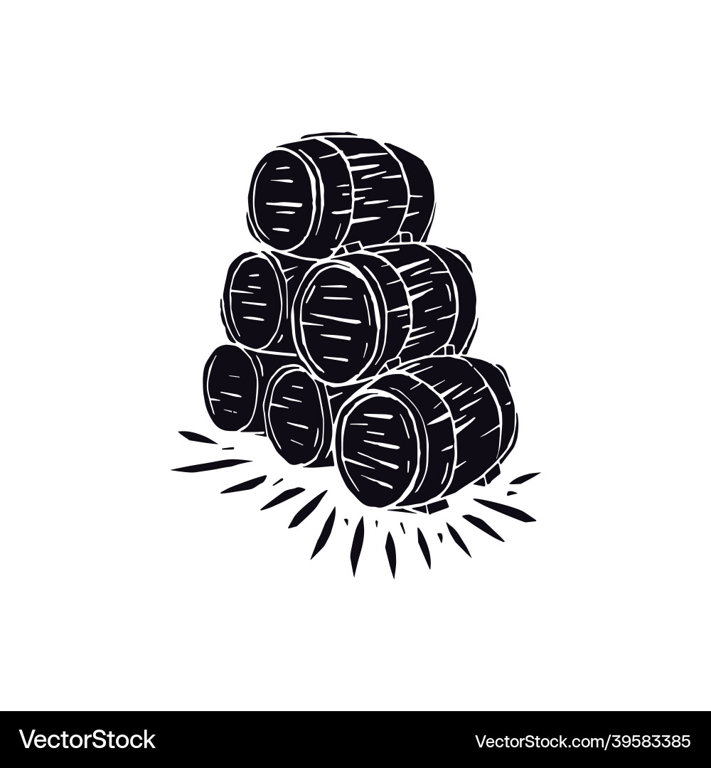 Stack of wooden barrels Royalty Free Vector Image