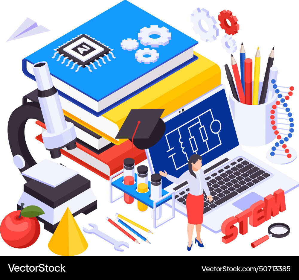 Stem education isometric Royalty Free Vector Image