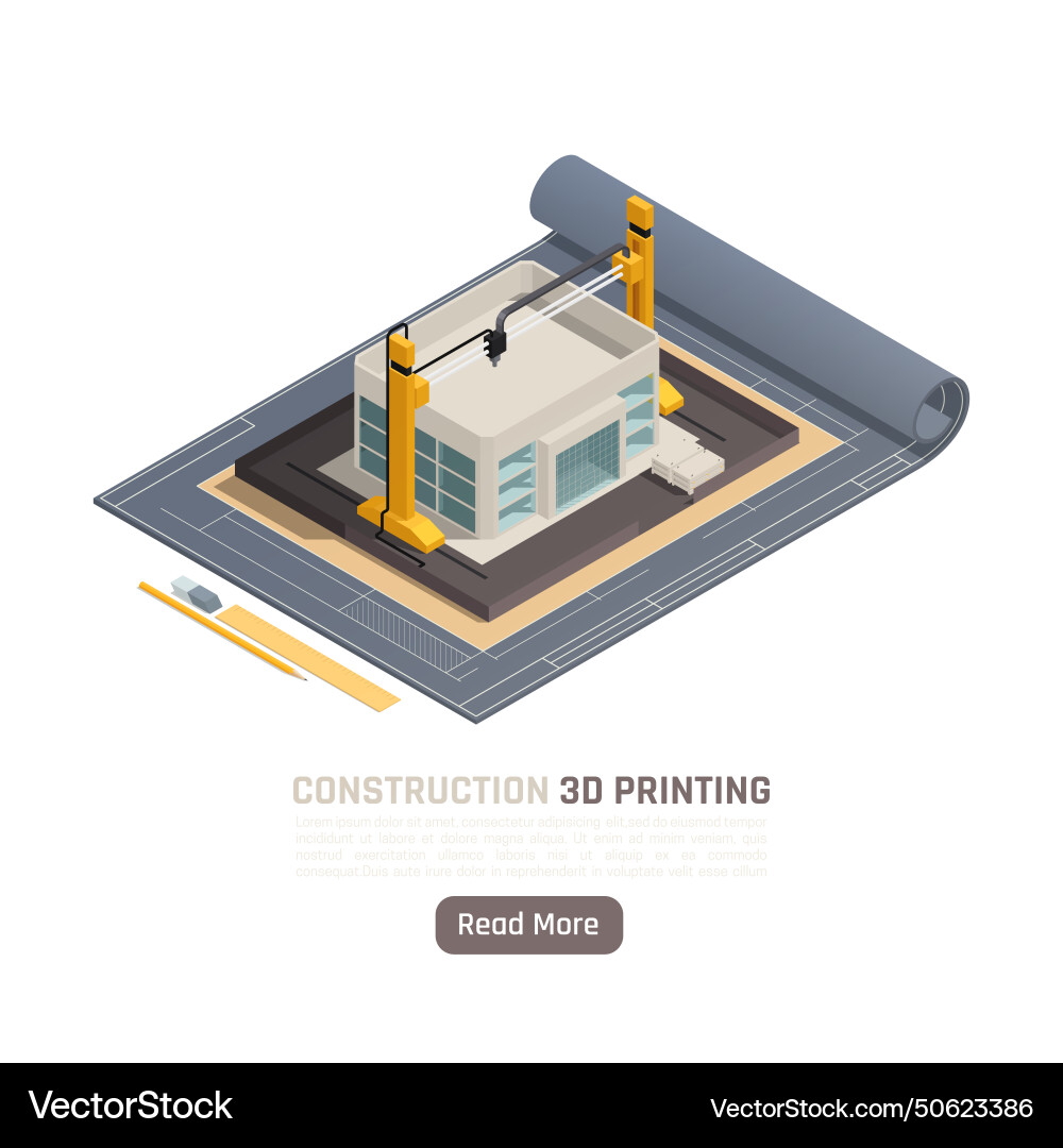 3d printing isometric composition Royalty Free Vector Image