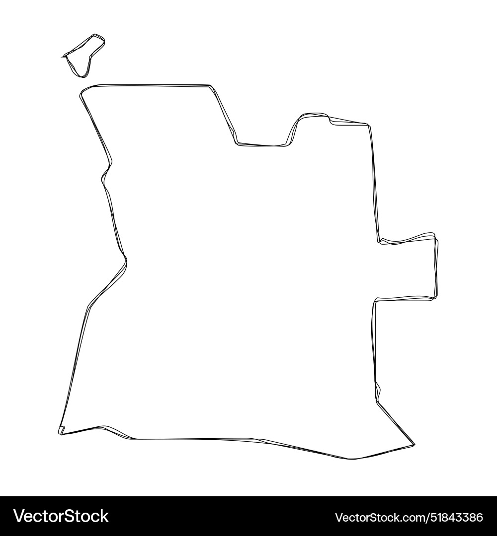 Angola simplified sketch map Royalty Free Vector Image